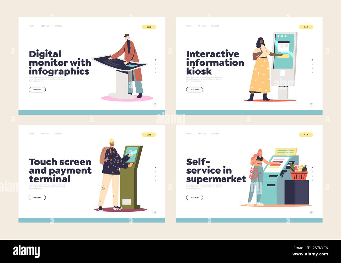 Self service information kiosks, digital cashier terminals and signage for contactless payment ...