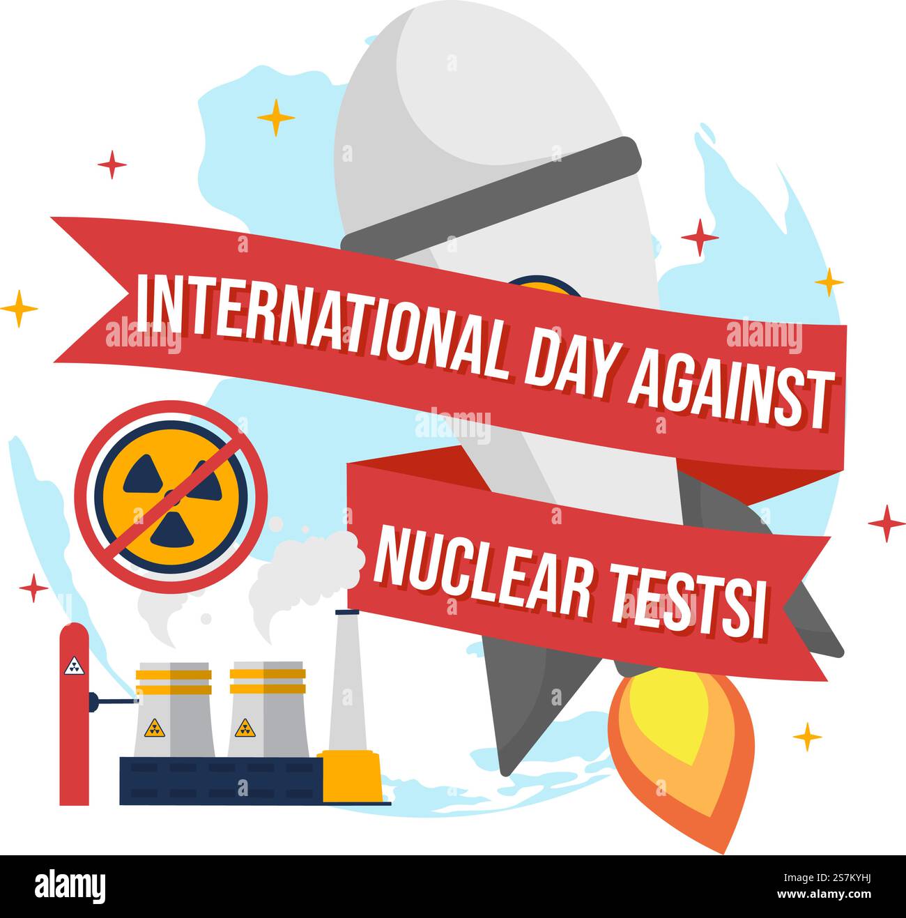 International Day Against Nuclear Tests Vector Illustration on August ...