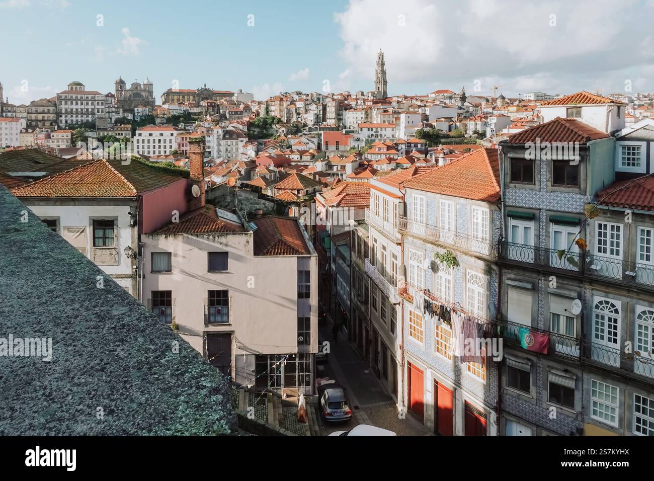 A residential neighborhood in Porto featuring traditional houses with ...