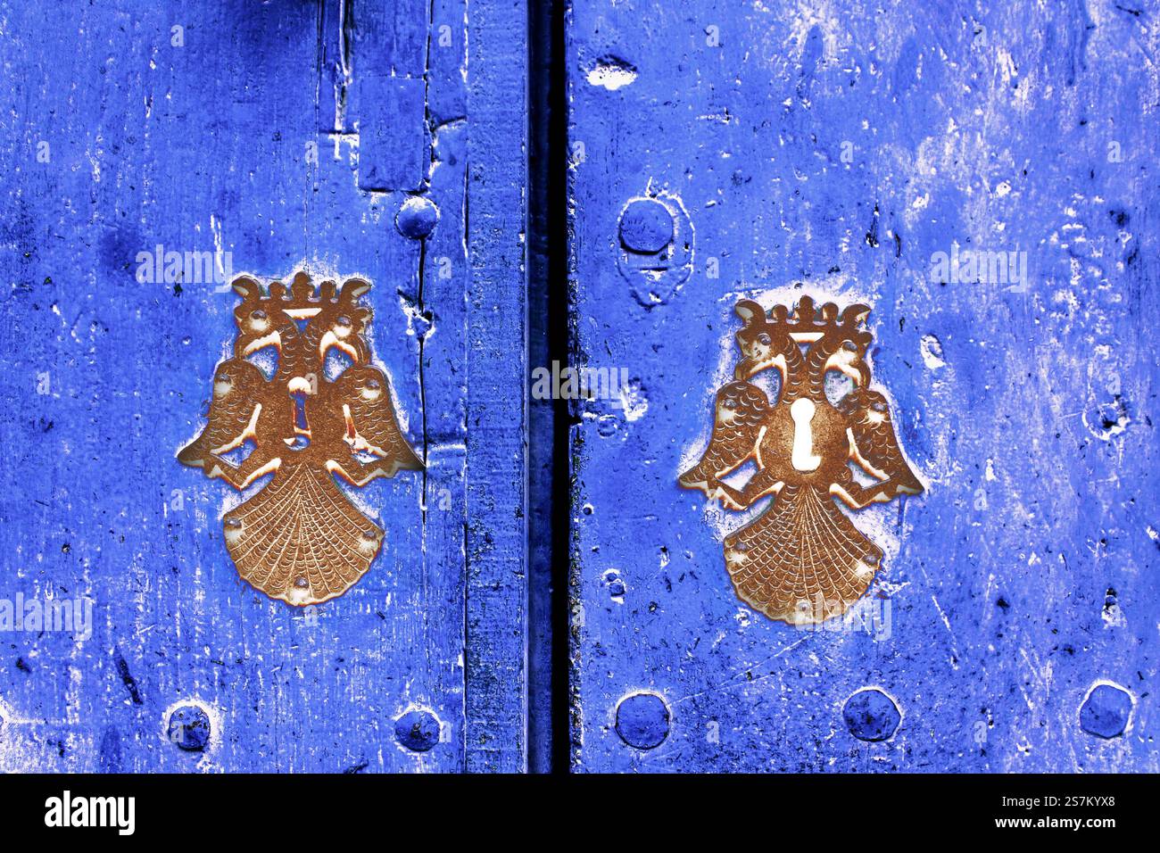 Metal details of the wooden doors in the Museum of Colonial Art of ...