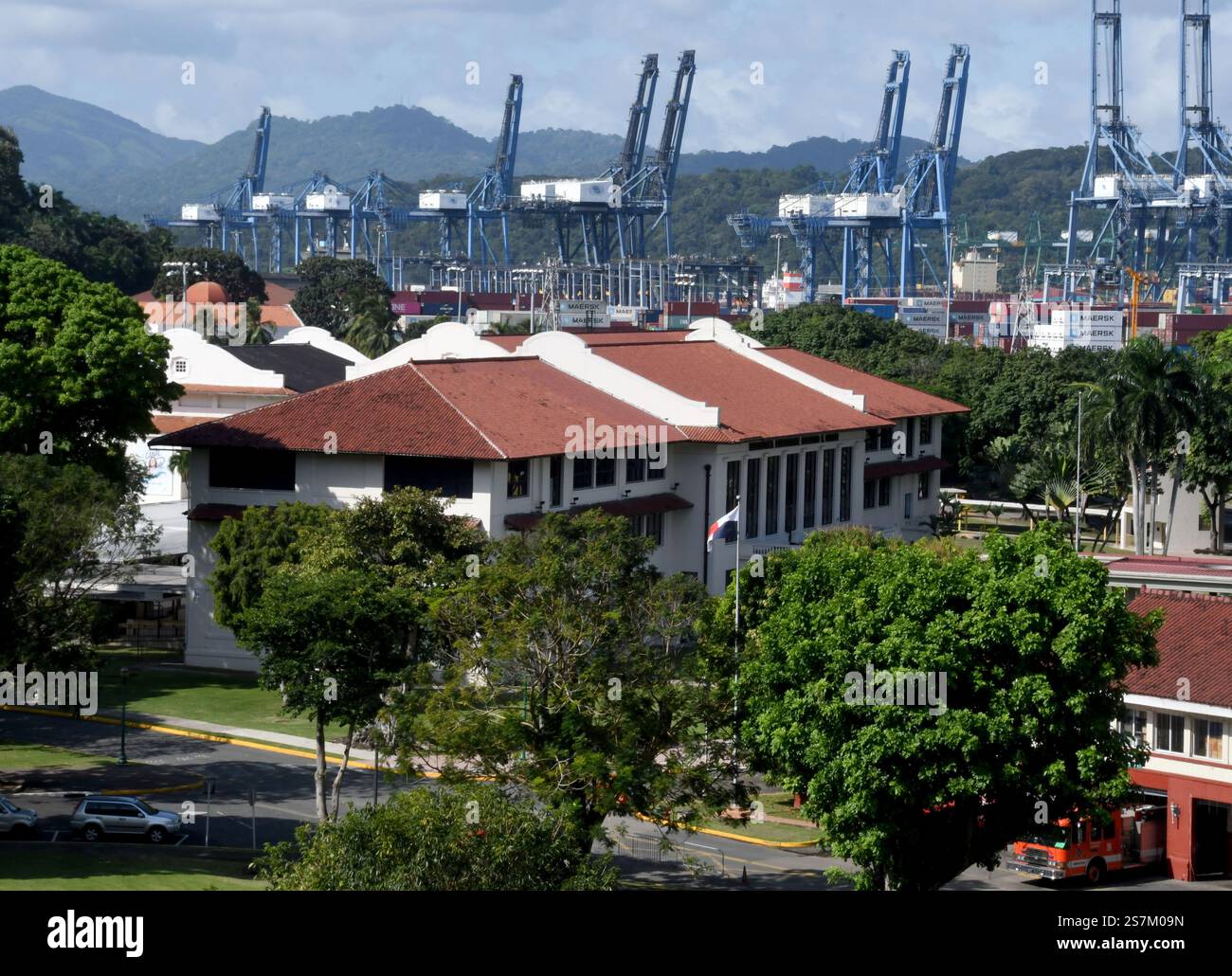 Panama City, USA. 12th Jan, 2025. This multi-story building below the ...