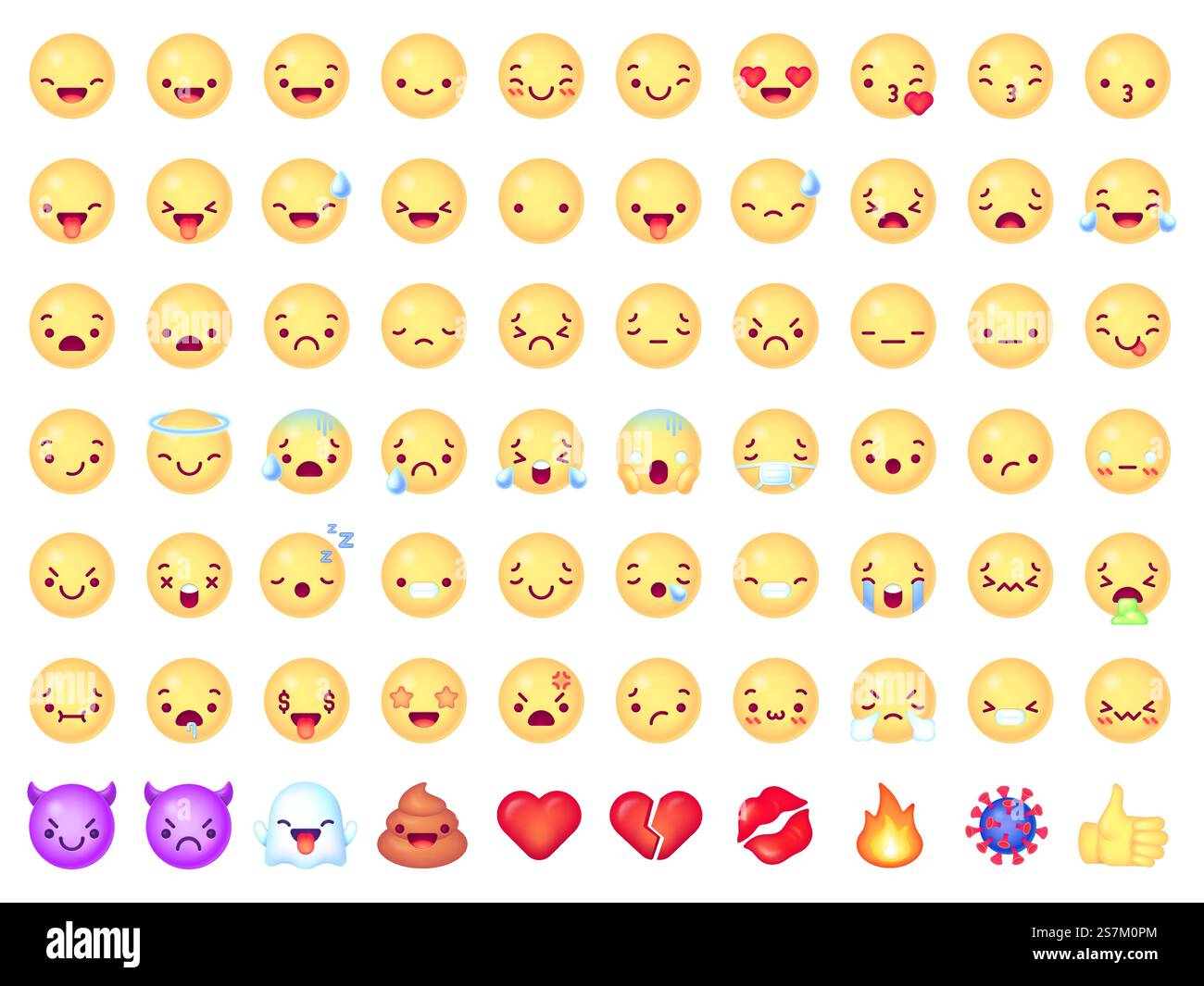 Emoticon emoji. Smiling, laughing yellow face, angry sad, joy and cry ...