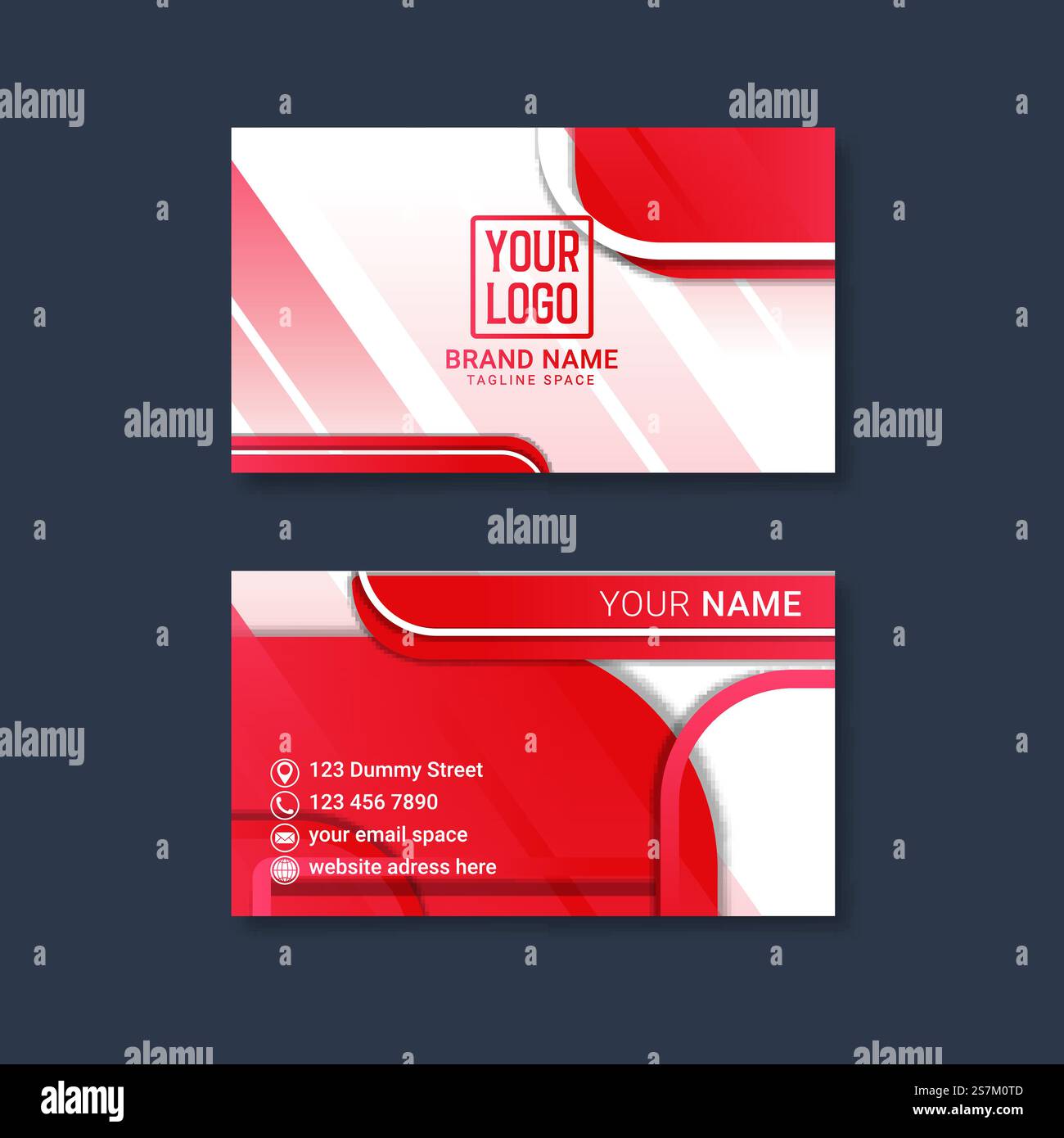 Corporate Business Card Design With Double-Sides For Advertising Stock ...