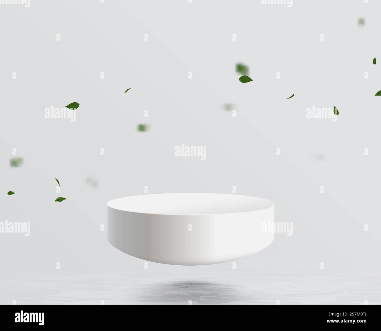 Half sphere mockup floating on water with leaf falling background ...