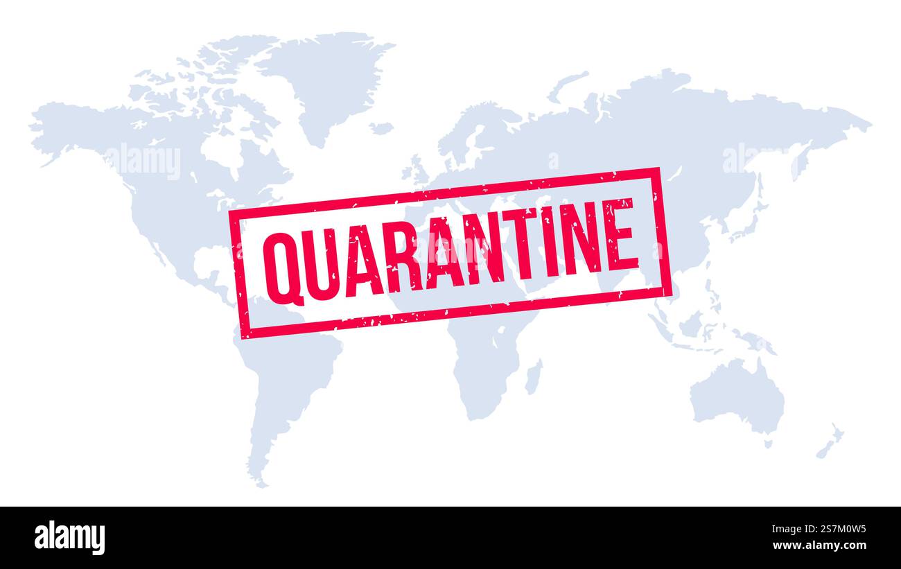Quarantine stamp over world map. Global infection, world quarantine ...