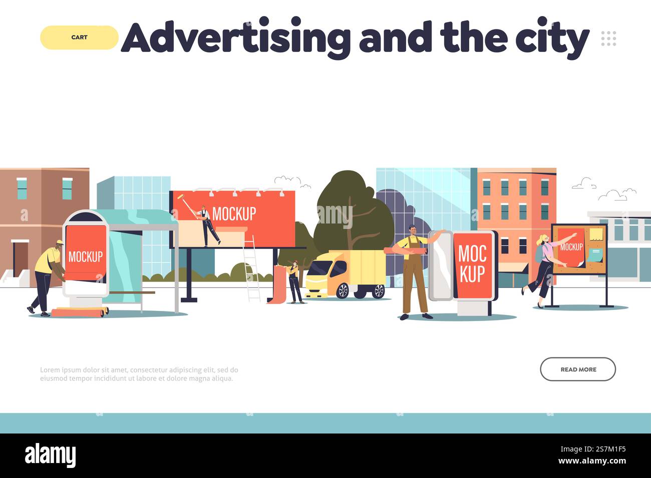 Advertising in city landing page with outdoor advertisement ...