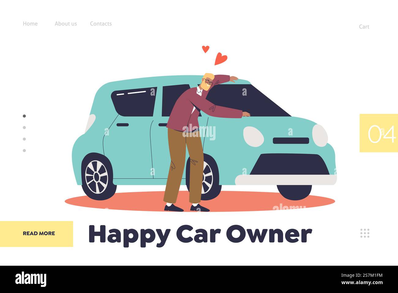 Happy car owner concept of landing page with man buying vehicle ...