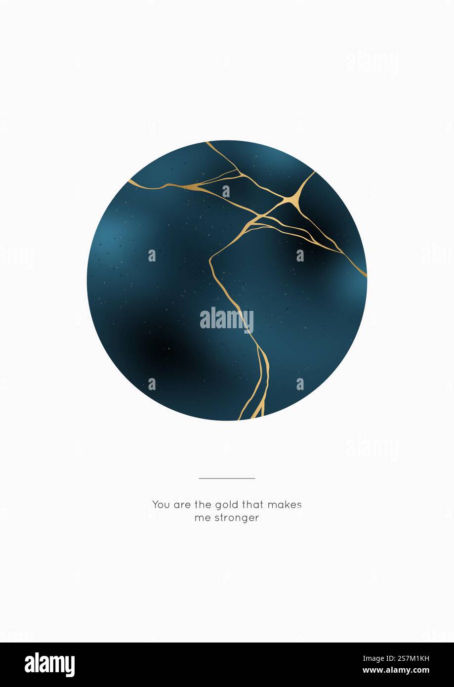 Kintsugi circle crack poster with motivation phrase. Japanese art of ...