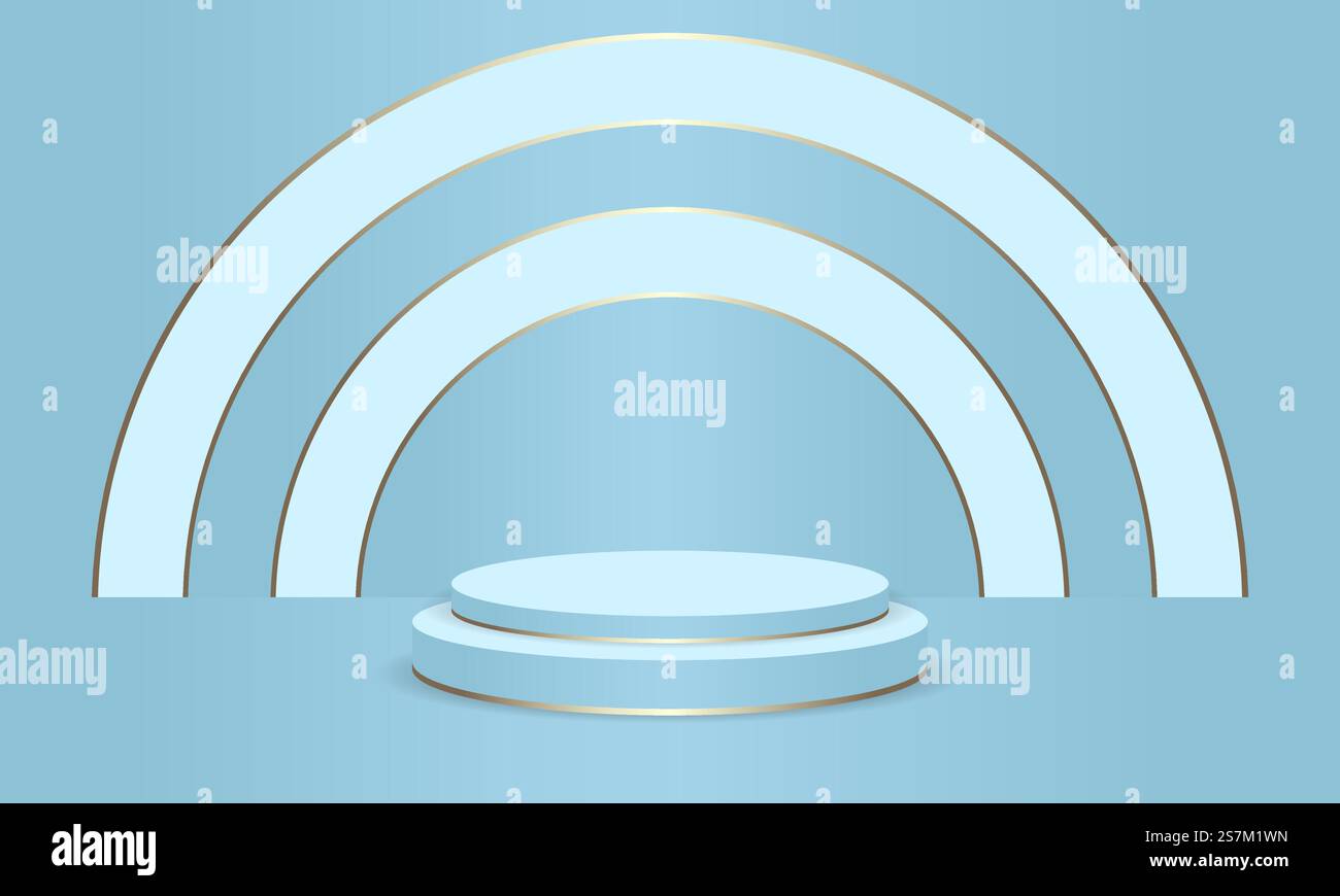 Abstract round display scene for product. 3d podium in blue background ...