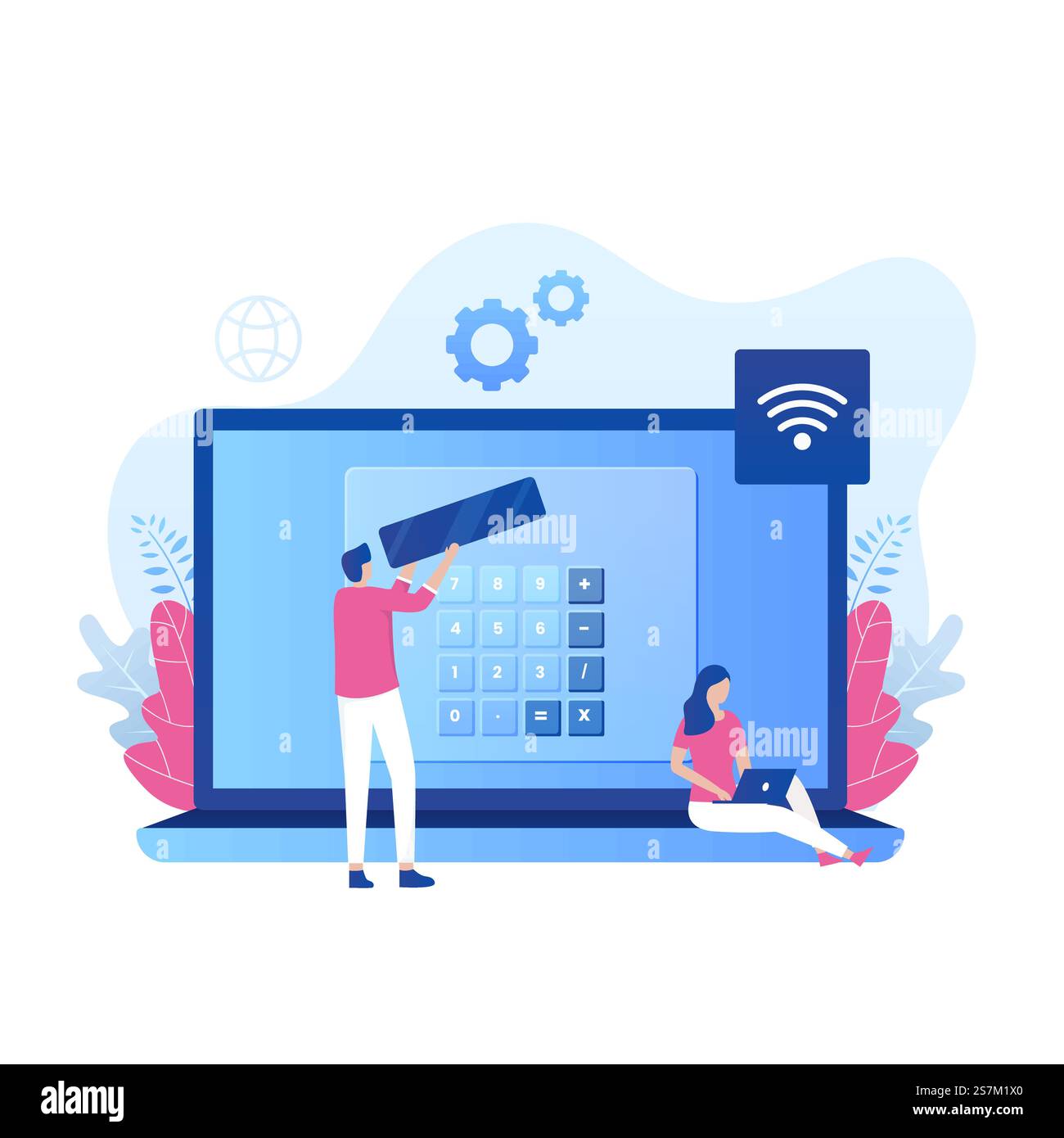 Online calculator illustration concept. Illustration for websites ...