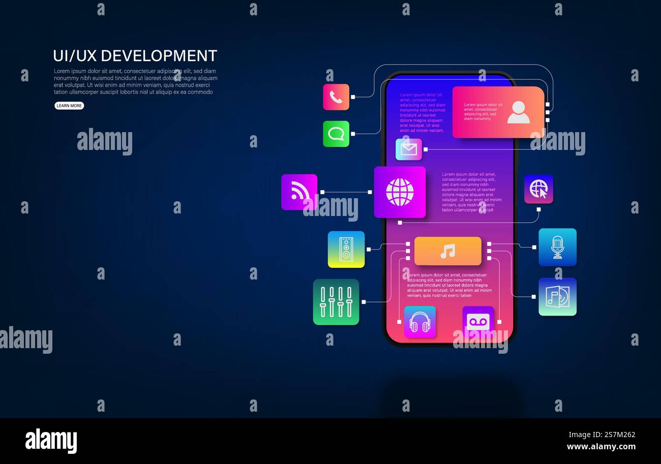 mobile phone with a disassembled interface. User experience, user interface in e-commerce ...