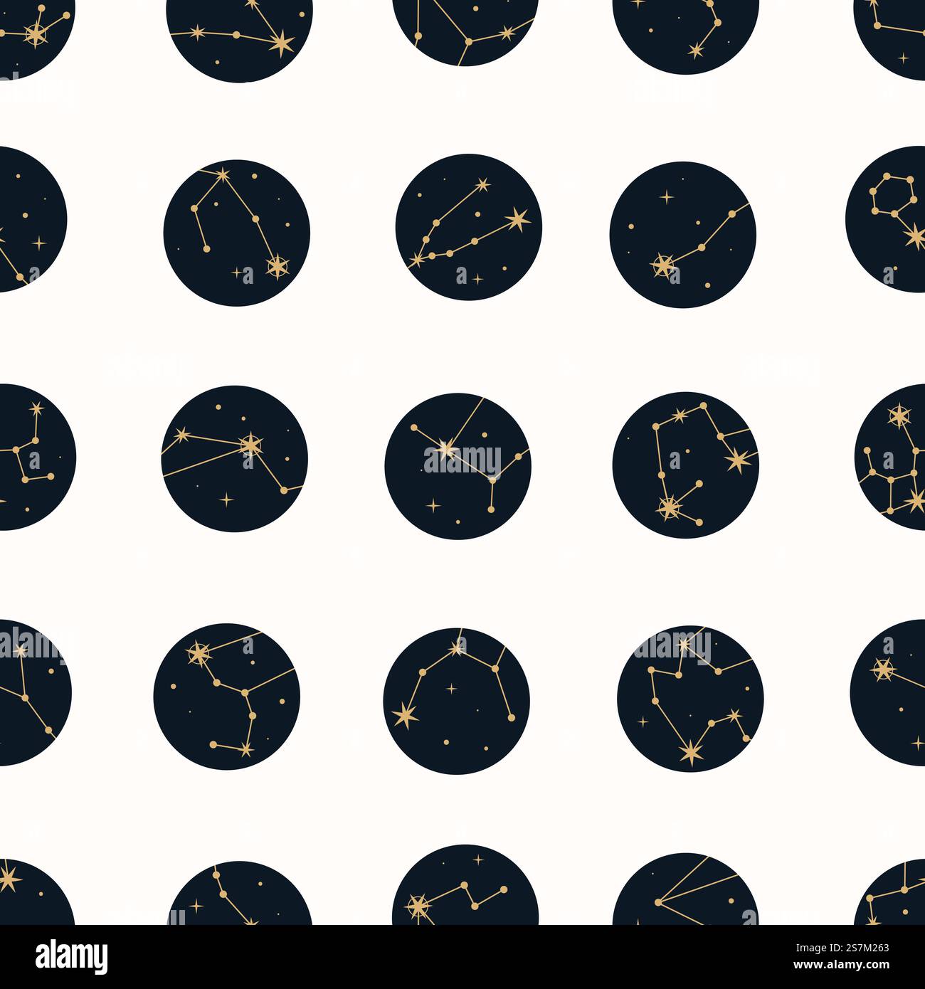 Vector magic seamless pattern with constellations and stars. Mystical ...