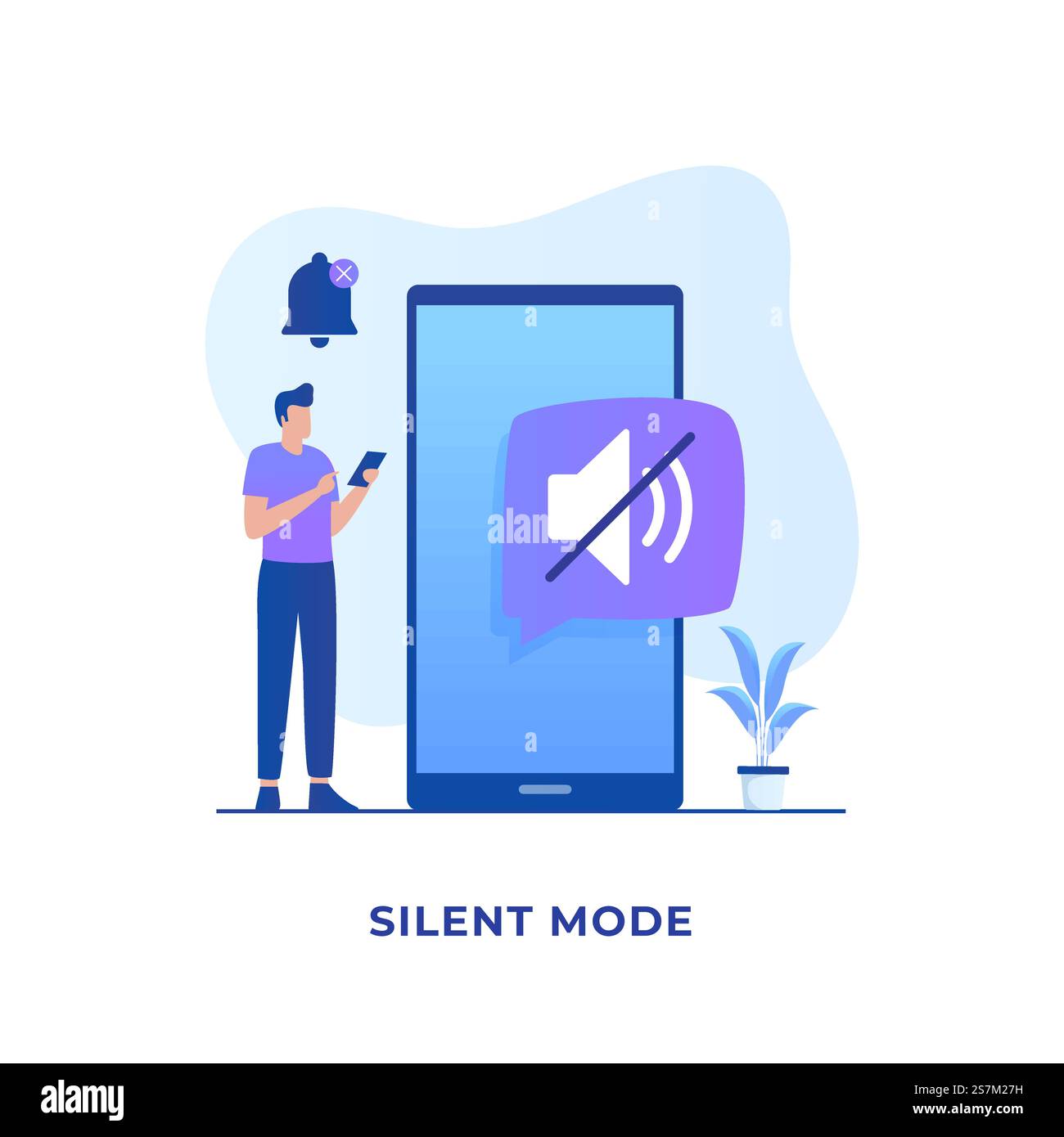 Silent mode illustration concept design illustration for websites hi ...