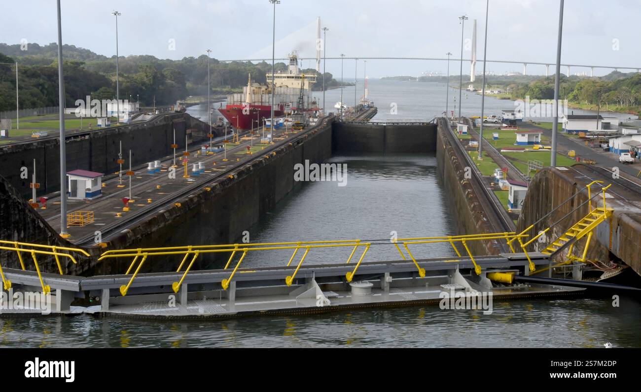 January 13, 2025, USA: Lock gates close in the Gatun Locks on the ...