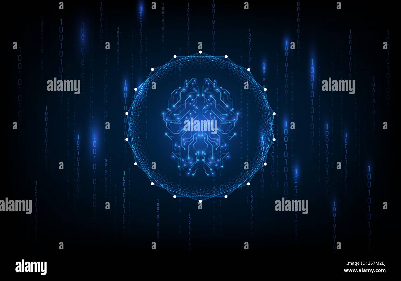 Artificial Intelligence illustration. Artificial intelligence and machine learning concept ...