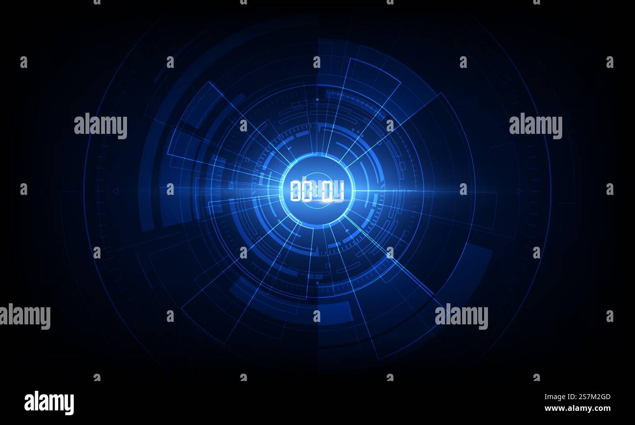 Abstract Futuristic Technology Background with Digital number timer ...