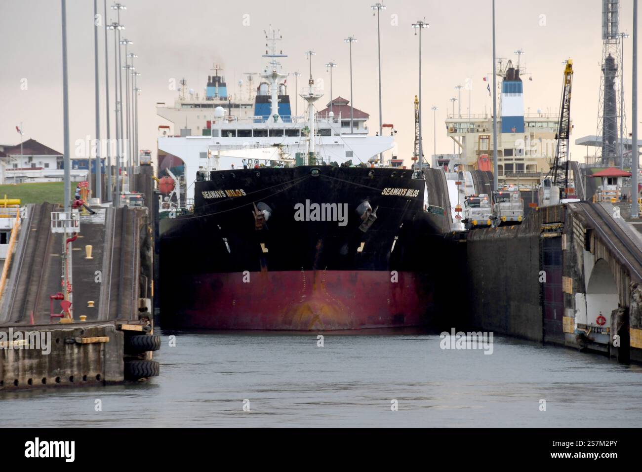 Usa. 13th Jan, 2025. The Seaway Milos passes through the Gatun Locks on ...