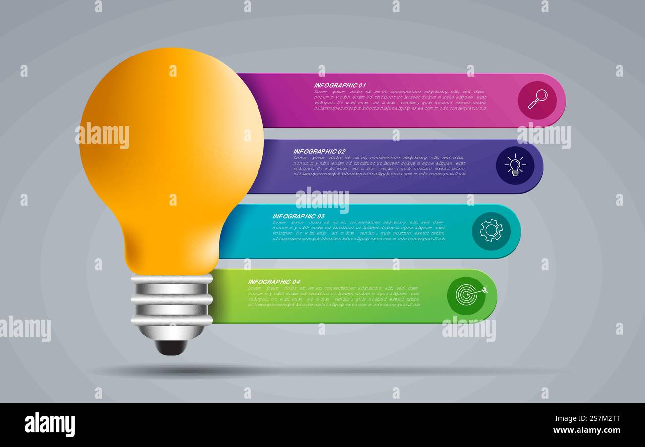 Vector idea light bulb circle infographic template for graphs, charts, diagrams. Business ...