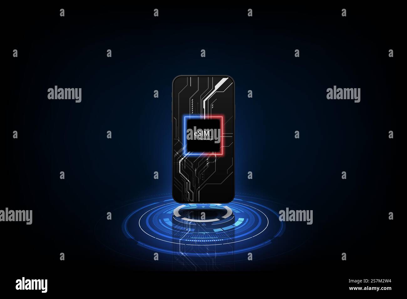 eSIM card chip sign. Embedded SIM concept. New mobile communication technology and processor ...