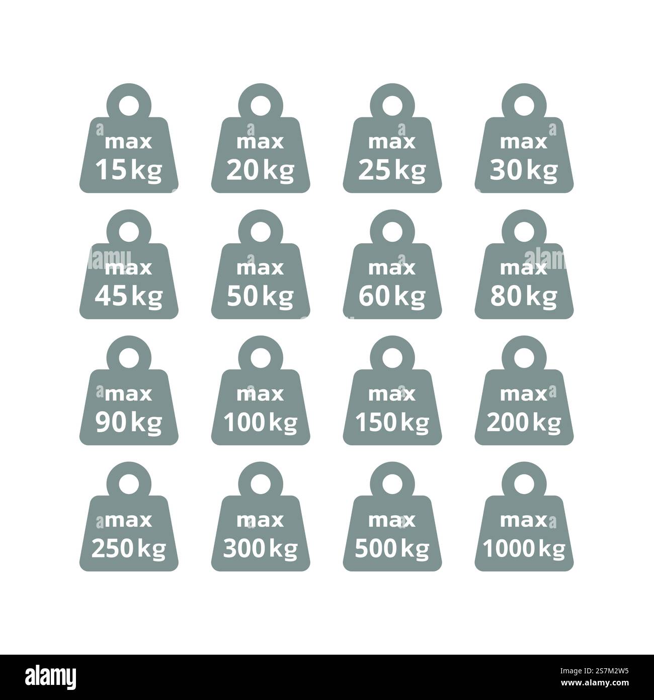 Maximum weight in kilograms icon set. Max kg load capacity vector icons Stock Vector Image & Art ...