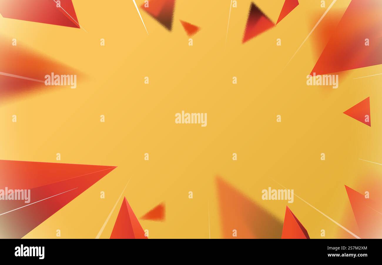 Abstract orange polygon chaotic with White speed line background ...