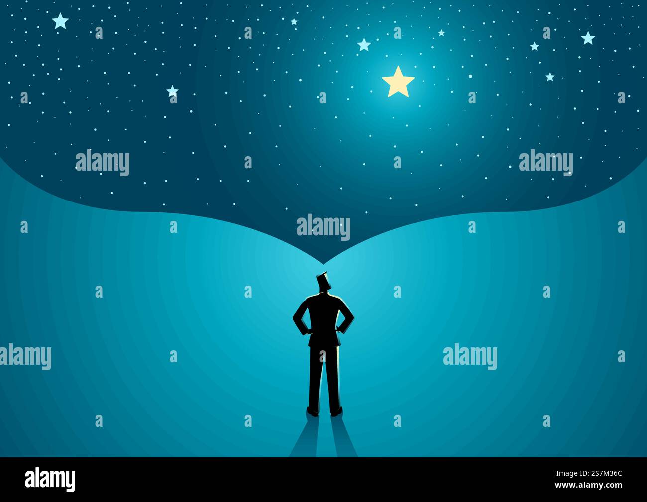 Man standing with the open space above him as a representation of his ...