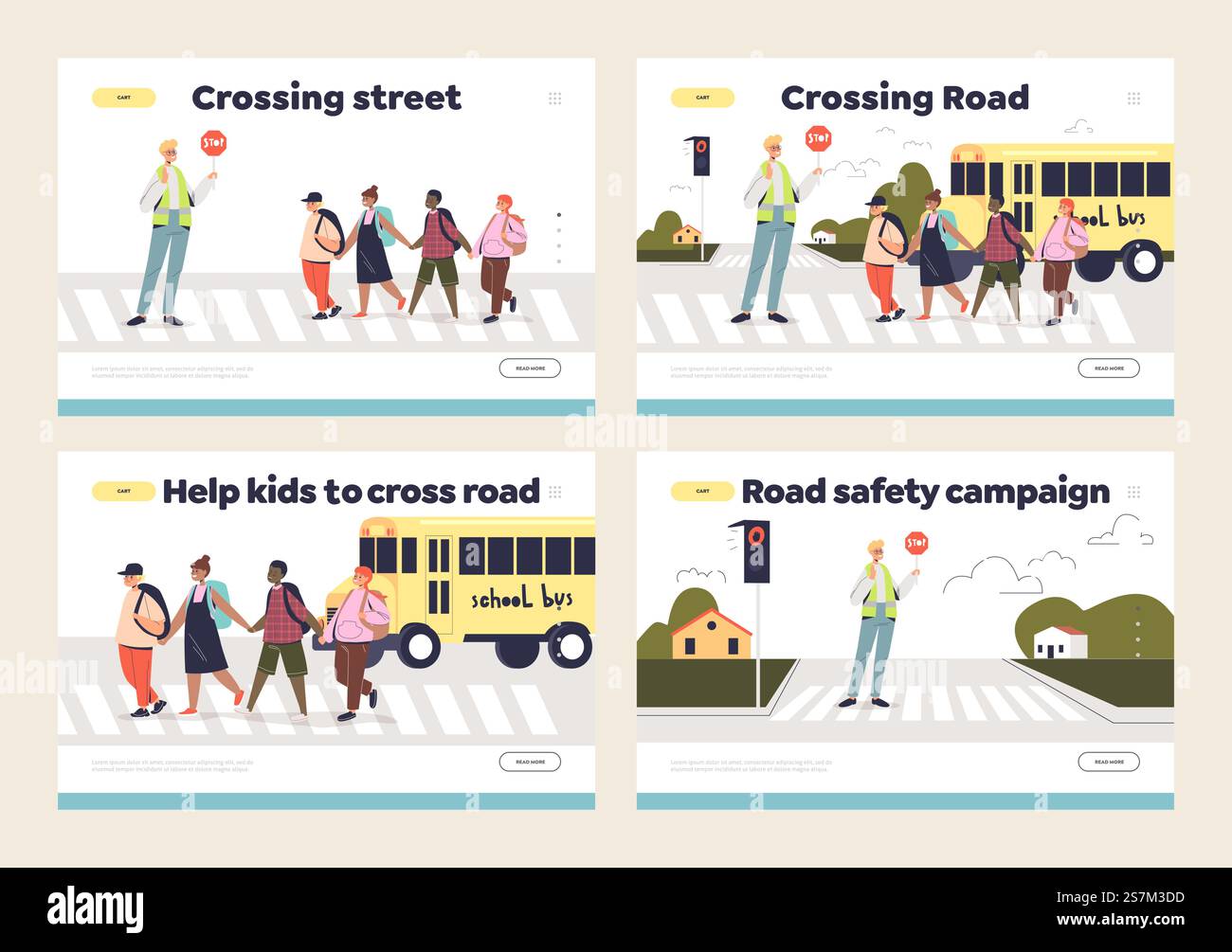 Crossing guard + children Stock Vector Images - Alamy