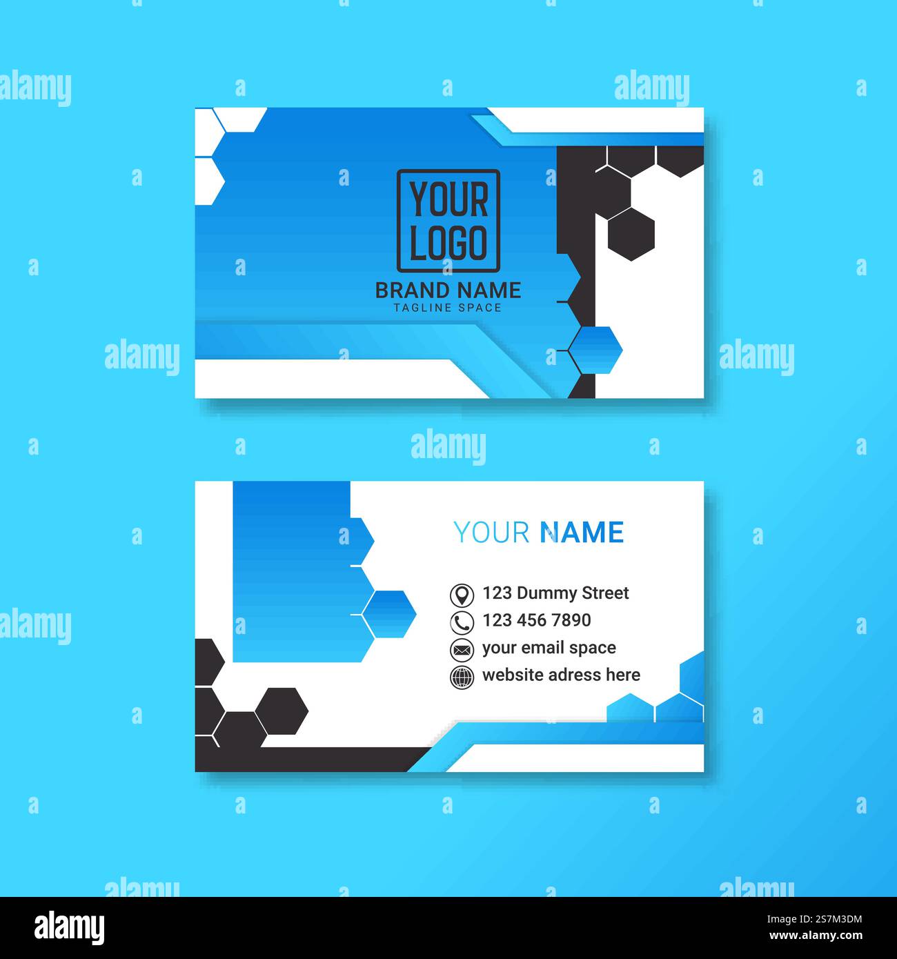 Corporate Business Card Design With Double-Sides For Advertising Stock ...