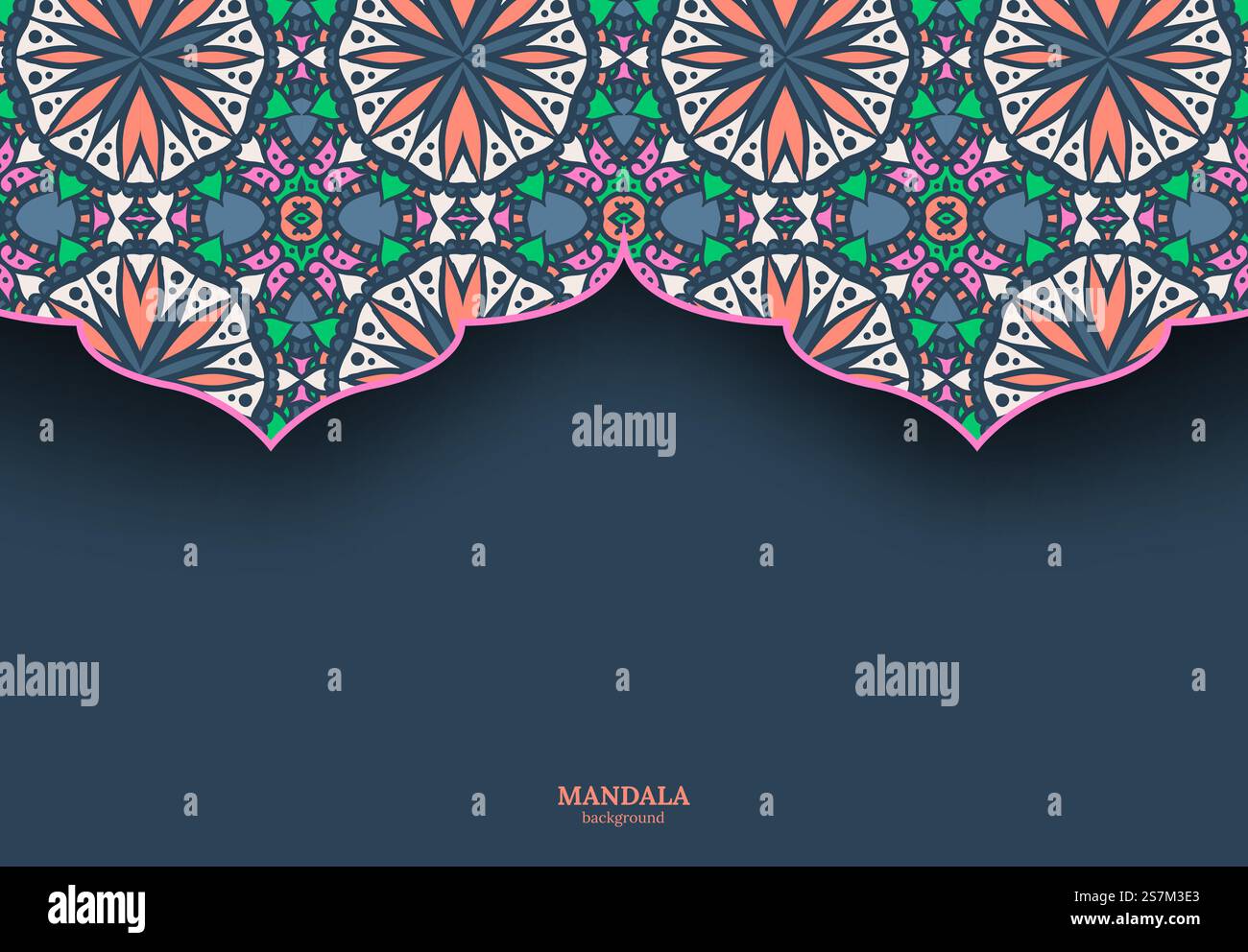 Vector vintage decor, ornate seamless borders and round mandala ...