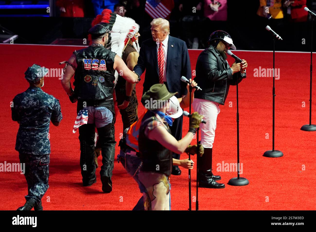 President-elect Donald Trump, second right, greets members of the ...