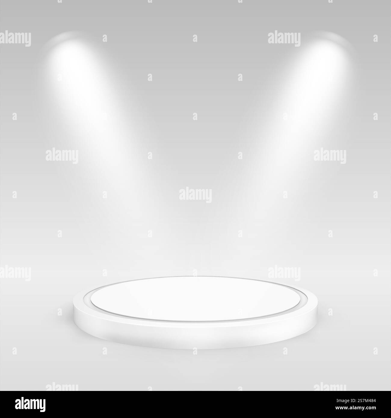Round podium illuminated by spotlights. Graphic concept for your design ...