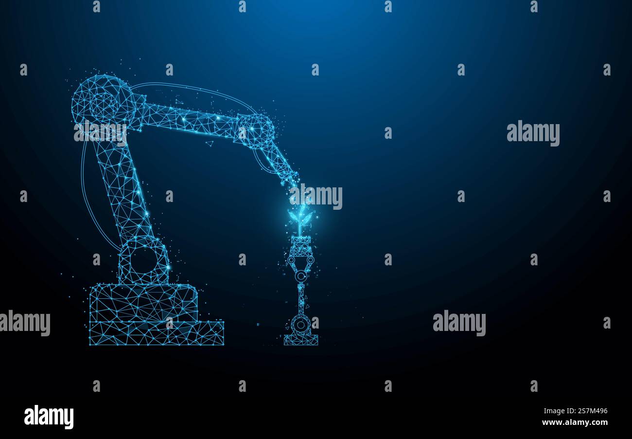 Smart robotic farmers technology. Robot spray chemical. lines ...