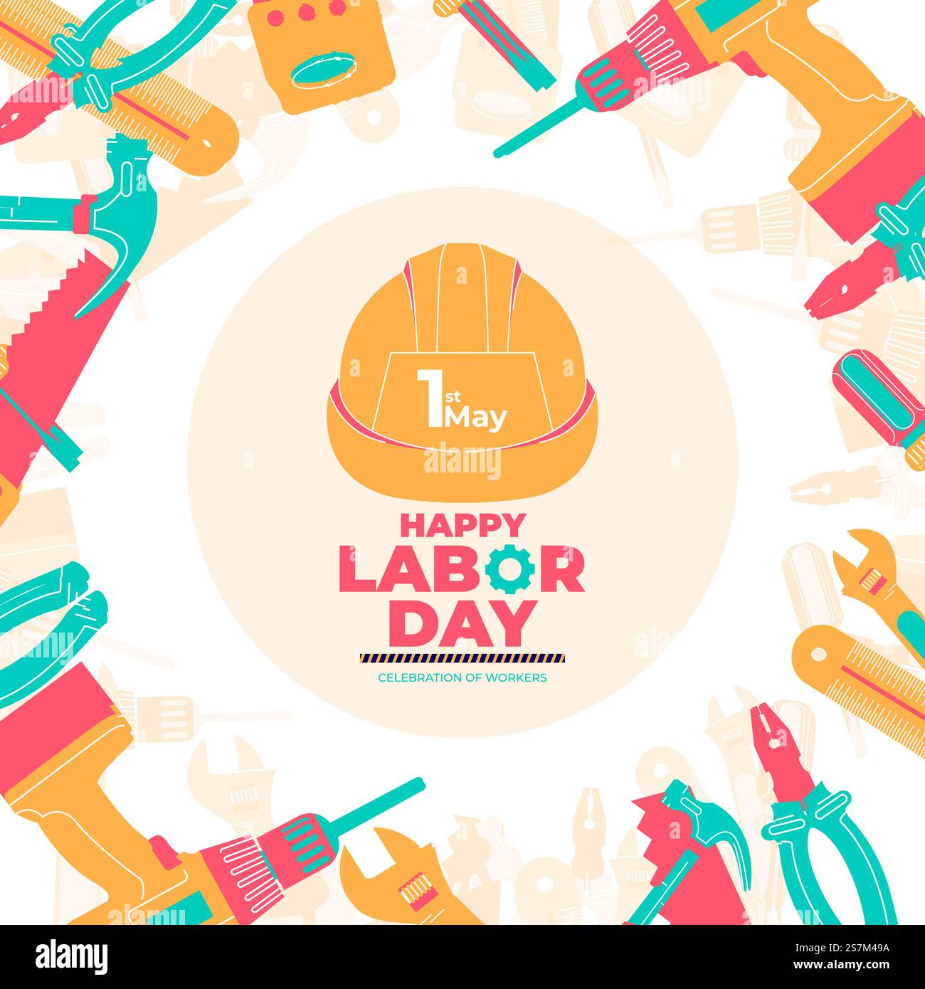 International Labor Day, International worker day on 1 May with helmet ...