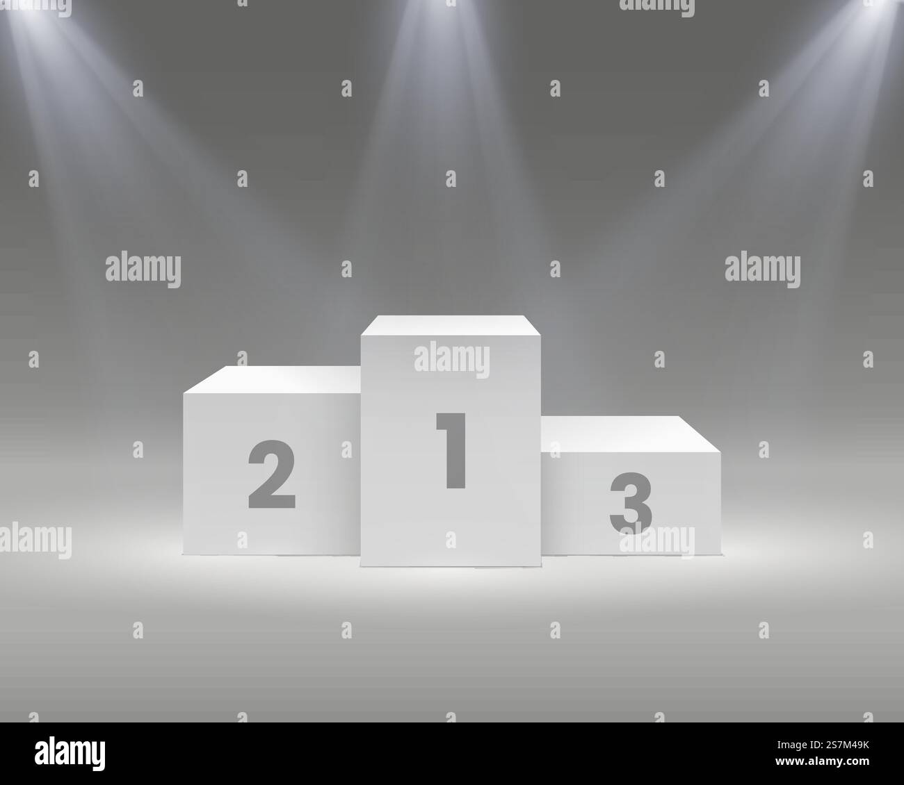 Winner podium. White pedestal with spotlights, empty stage for award ...