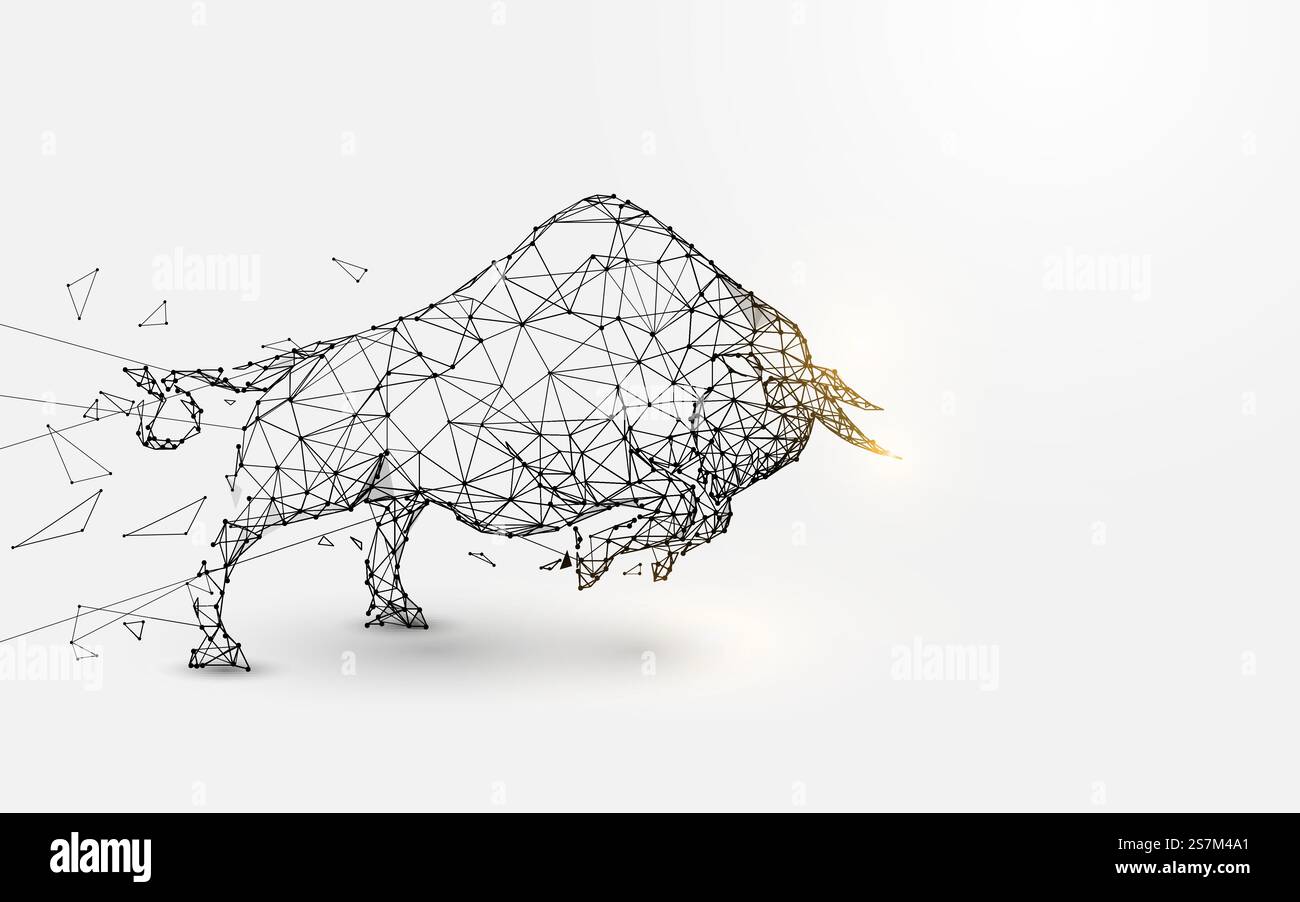 Angry Bull. lines, triangles and particle style design. Illustration ...