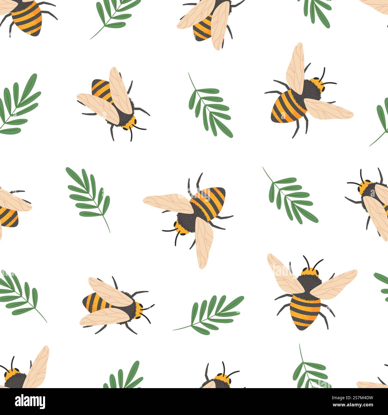 Bee pattern. Cute flying bees insects kids wallpaper or honey wrapping ...