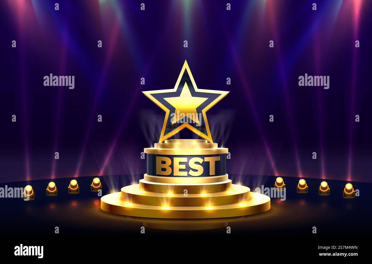 Star best podium award sign, golden object. Vector illustration. Star ...