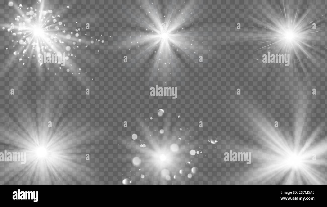 Flares and rays effect. White light burst, star sparkle. Magic ...