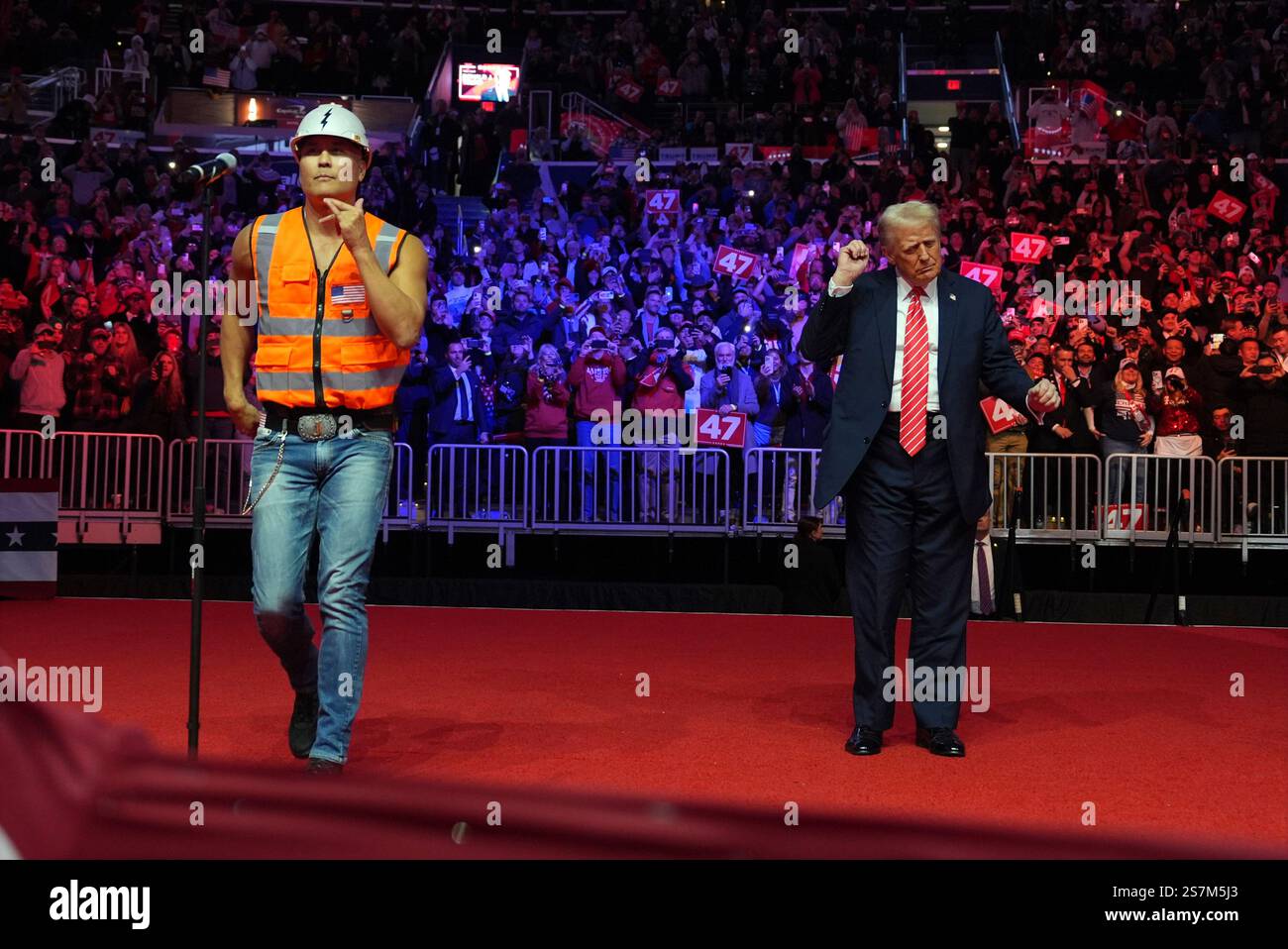 President-elect Donald Trump dances with The Village People at a rally ...