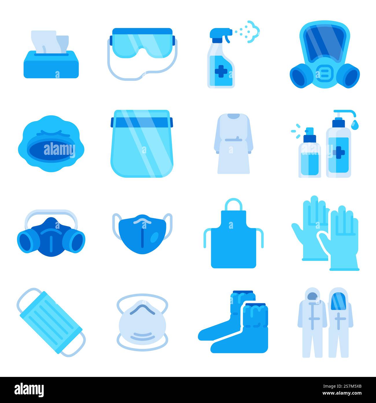 Ppe icons. Medical mask, sanitizer spray, disinfection bottle, gloves ...
