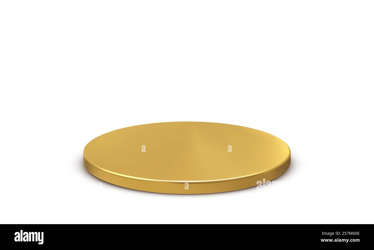 Realistic gold stage podium. Round winner pedestal. 3d empty platform ...