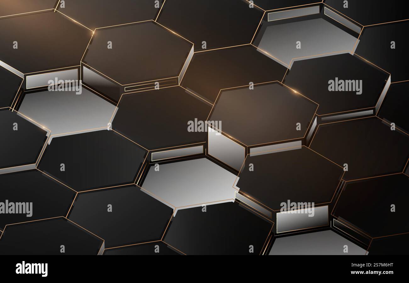 Abstract 3d luxury hexagonal structure pattern elegant gold Stock Vector Images - Alamy