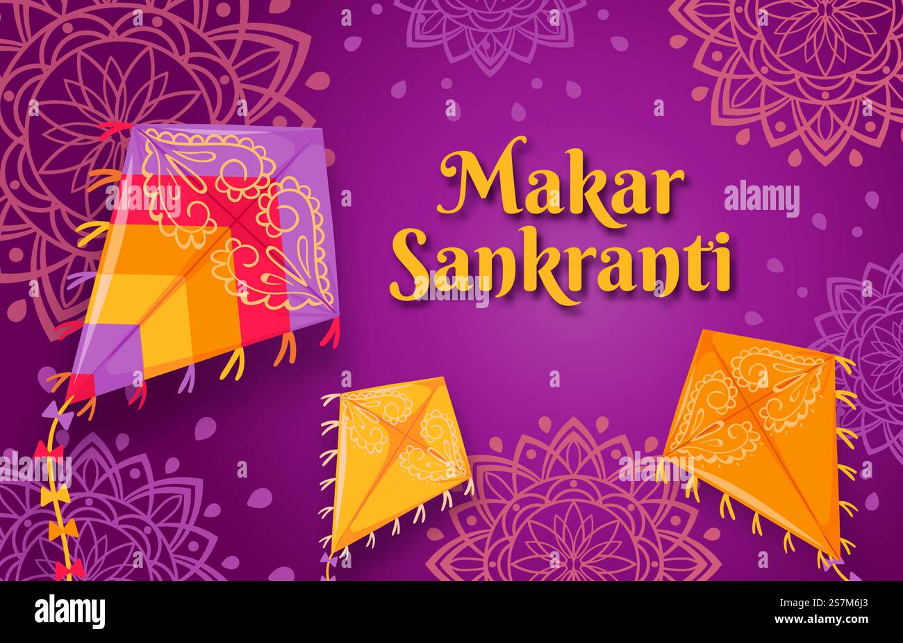 Makar Sankranti festival. Happy Indian sun celebration day poster with ...