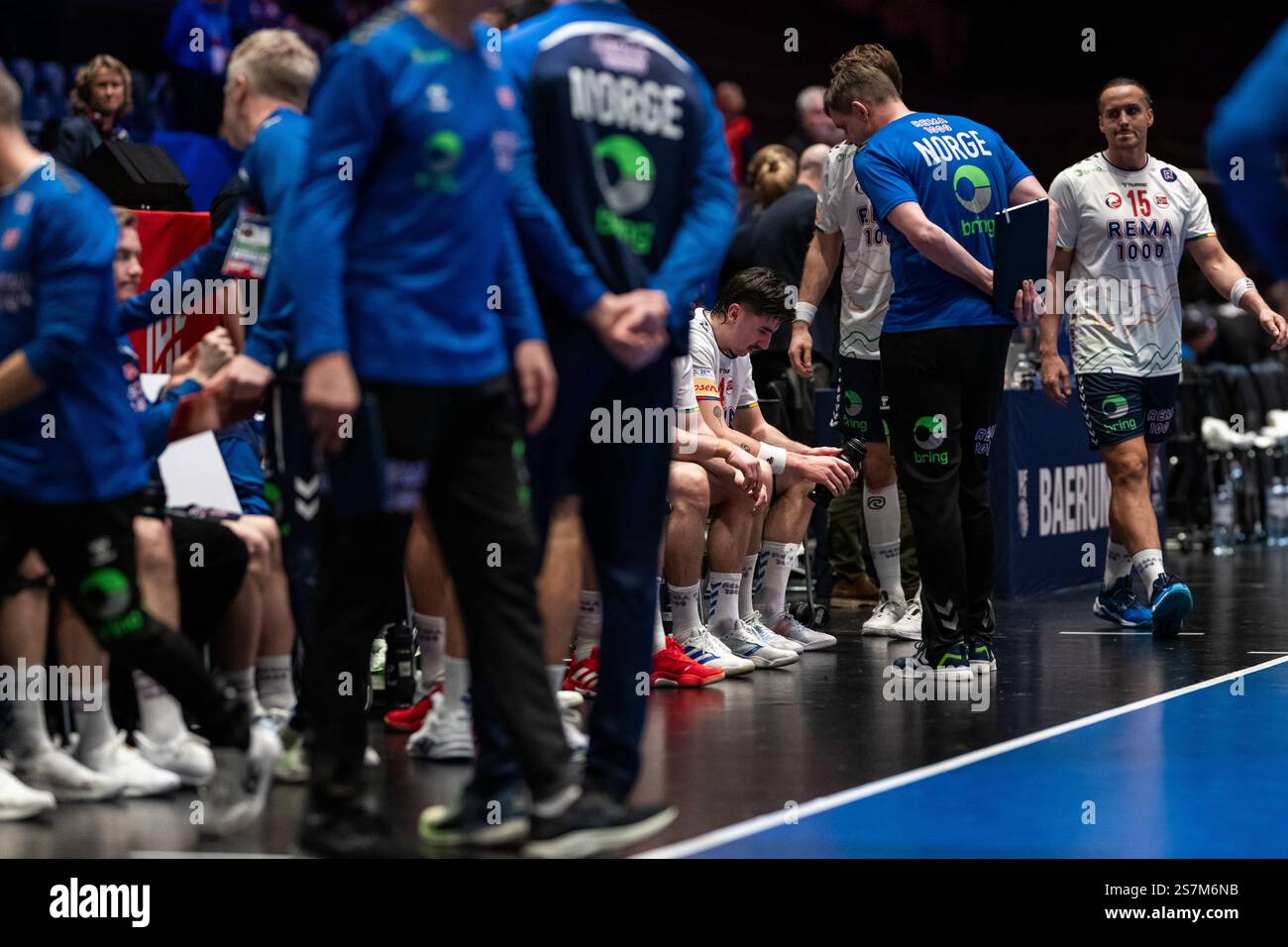 250119 Simen Ulstad Lyse of Norway looks dejected after the 2025 IHF ...