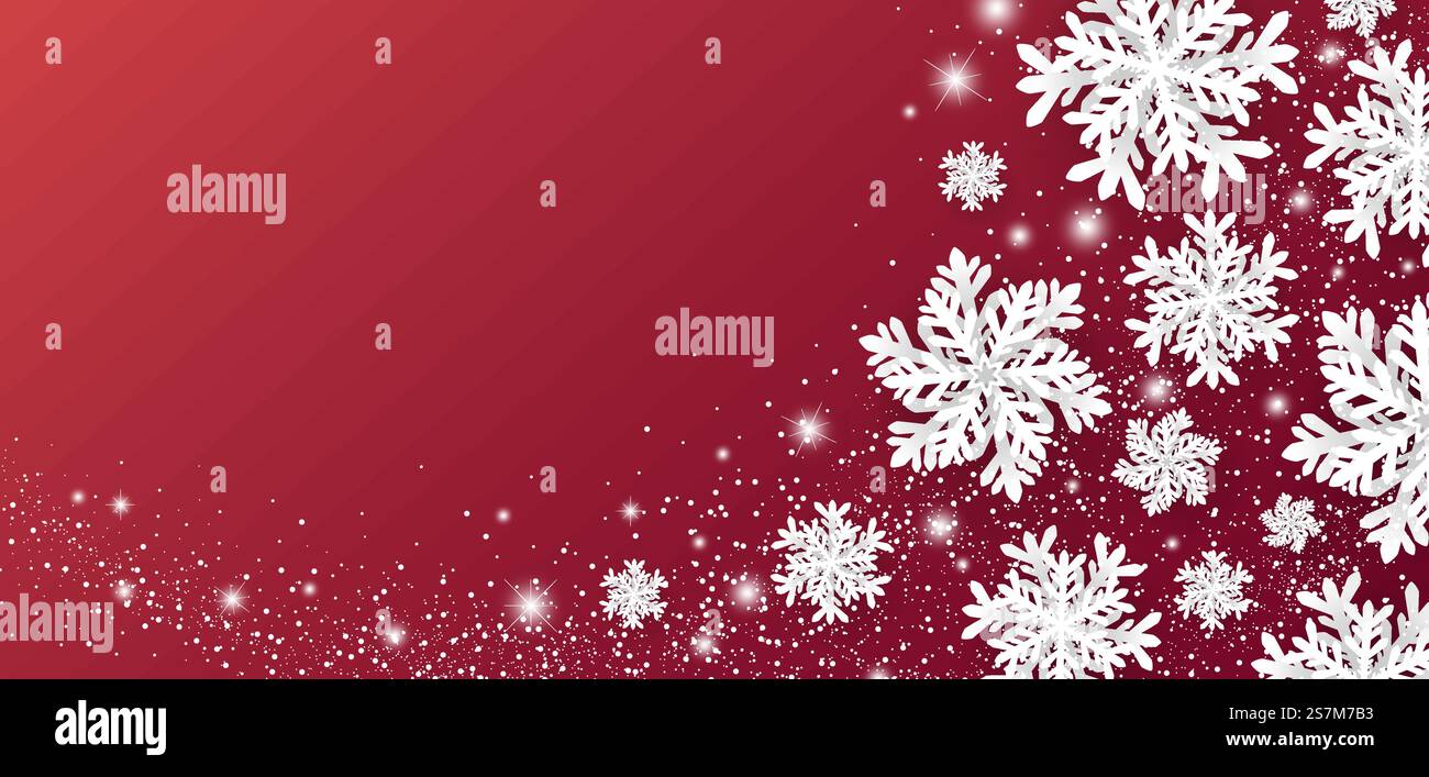 Christmas and winter banner design of snowflake and snow with lights on ...