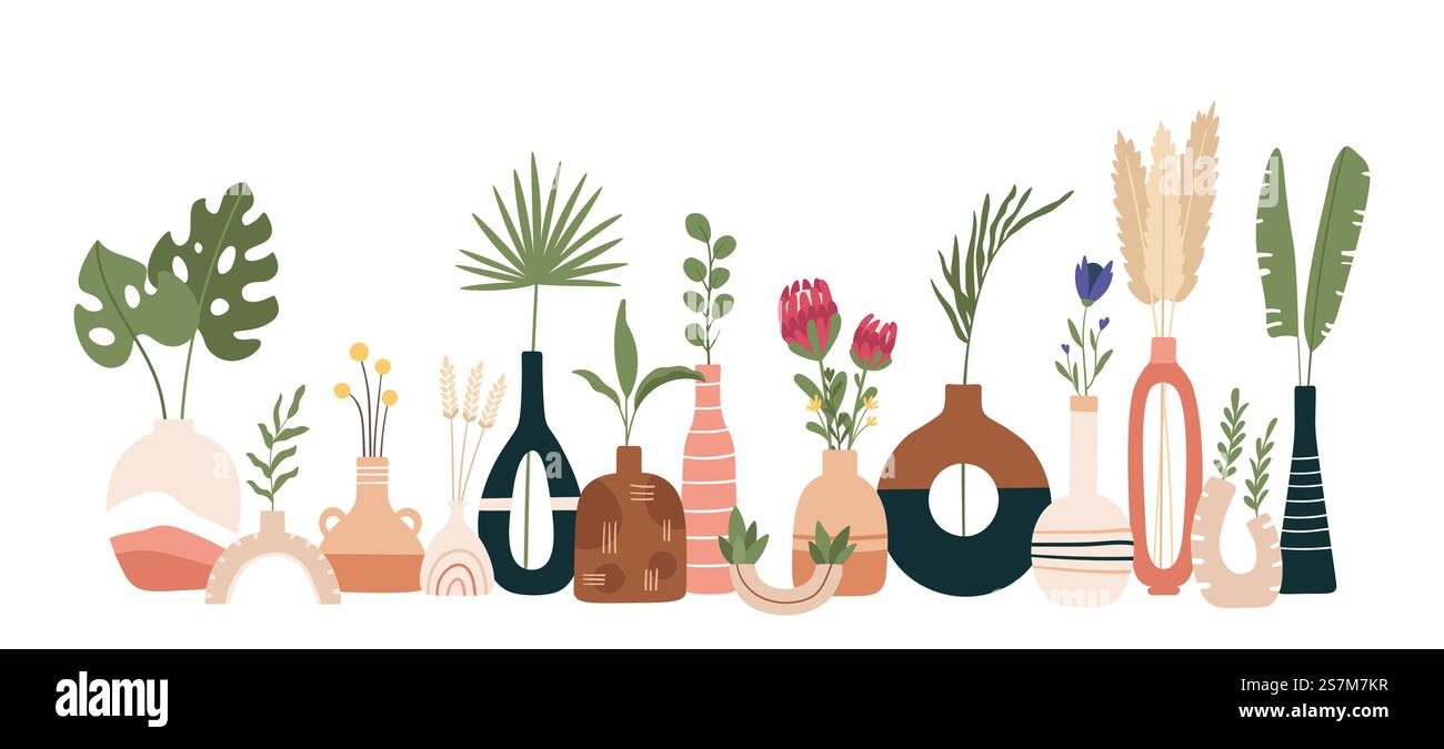 Ceramic vase poster. Scandinavian art with vases, pots and jugs ...