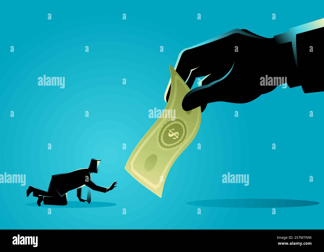 Vector illustration of businessman crawling and reaching out for a ...