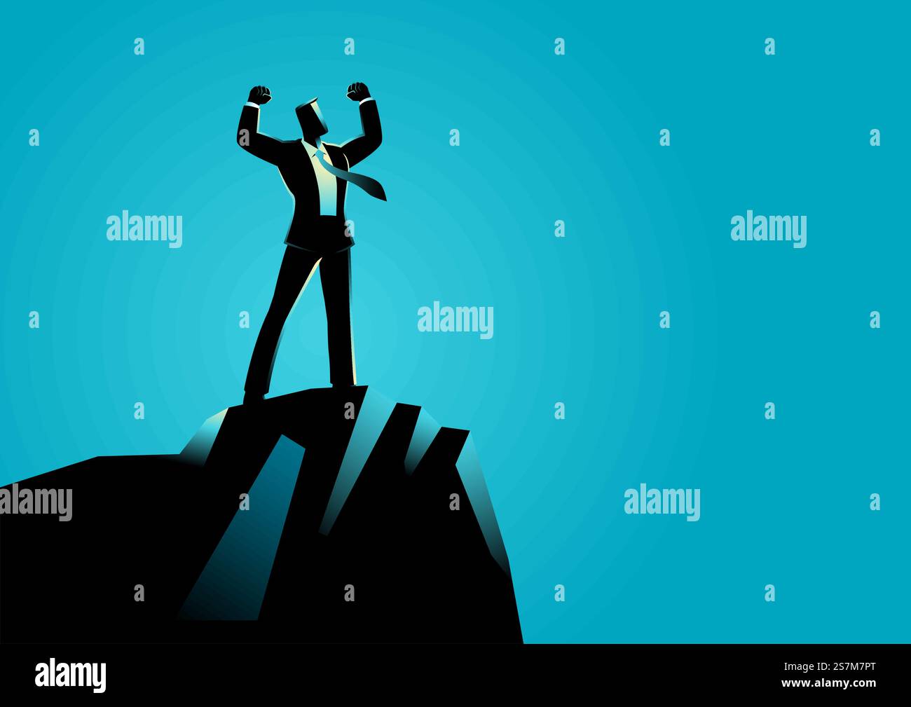 Business concept vector illustration of a businessman standing on top ...