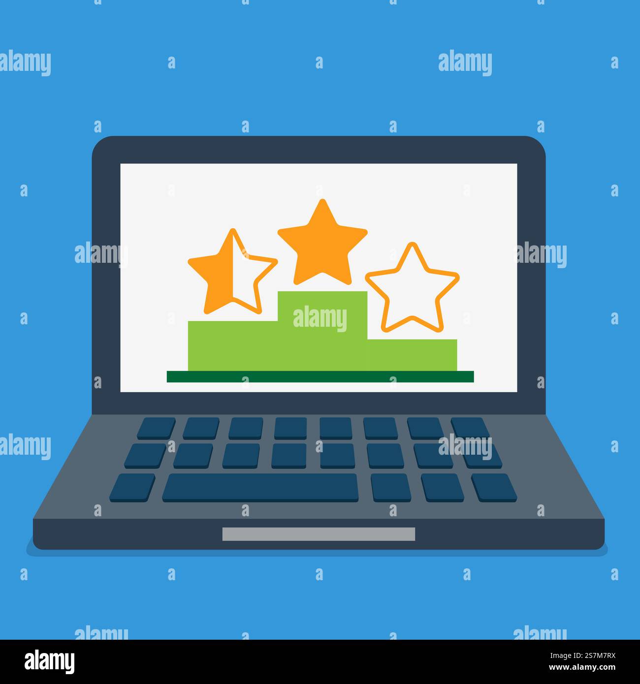 Online review rating top best list abstract concept. Star on podium ...