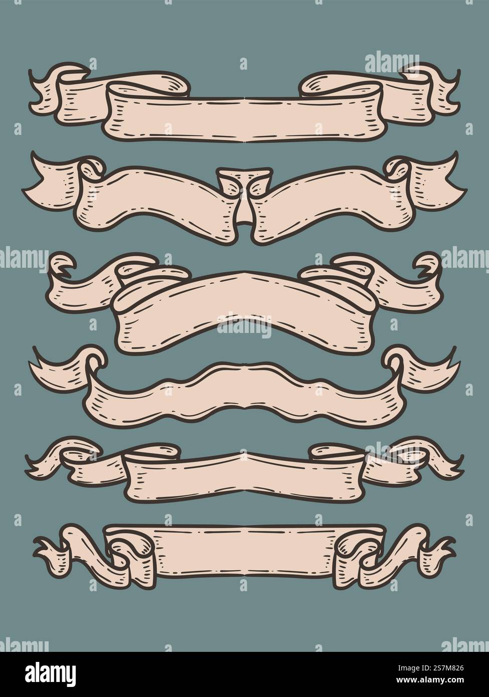 Set of old vintage ribbon banners and drawing in engraving style Stock Vector Image & Art - Alamy